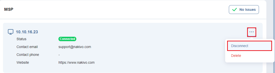 Managing an MSP Connection